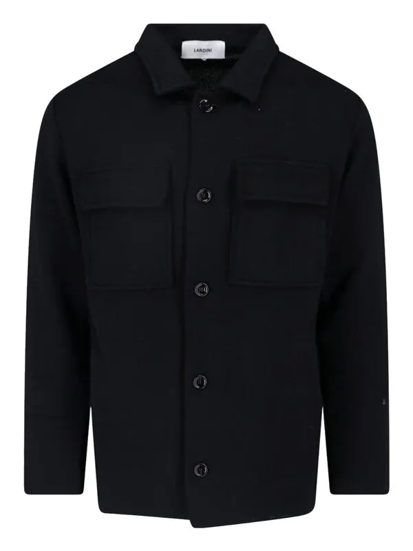 LARDINI Wool Overshirt Jacket - Black