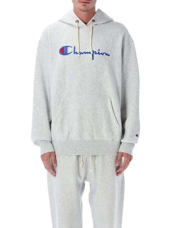 Champion Relaxed Fit Hoodie With Embroidered Logo - Grigio