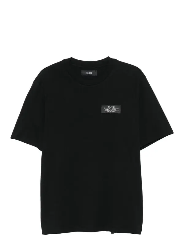 Amiri Crewneck T-shirt With Front Logo Label And Back Print - Nero