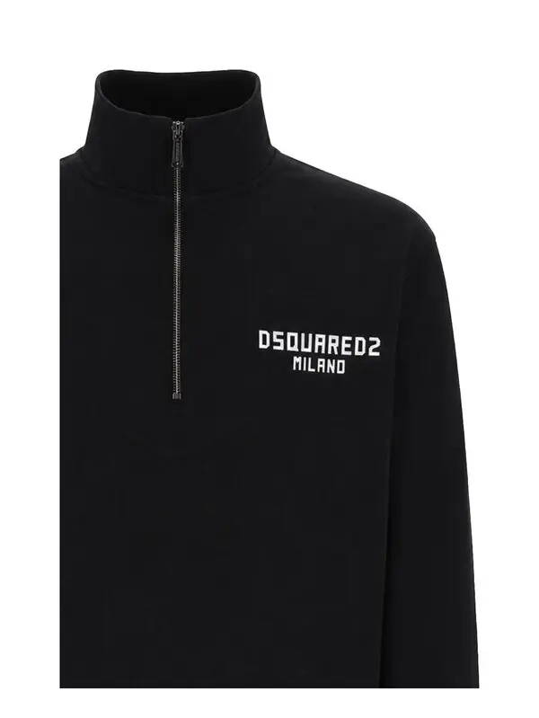 Dsquared2 Half-zip Mock Neck Sweatshirt - Black