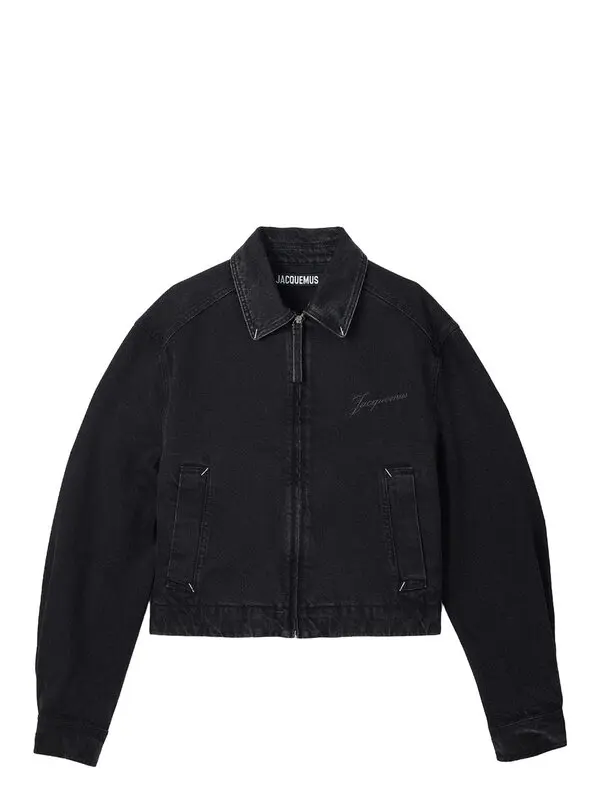 Jacquemus Textured Canvas Zip-up Jacket - Black