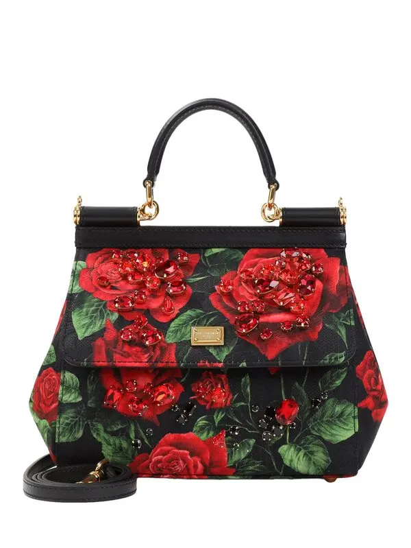 Dolce & Gabbana Mini Sicily Shoulder Bag With Cotton-blend Construction, 20cm X 18cm X 9cm - Red