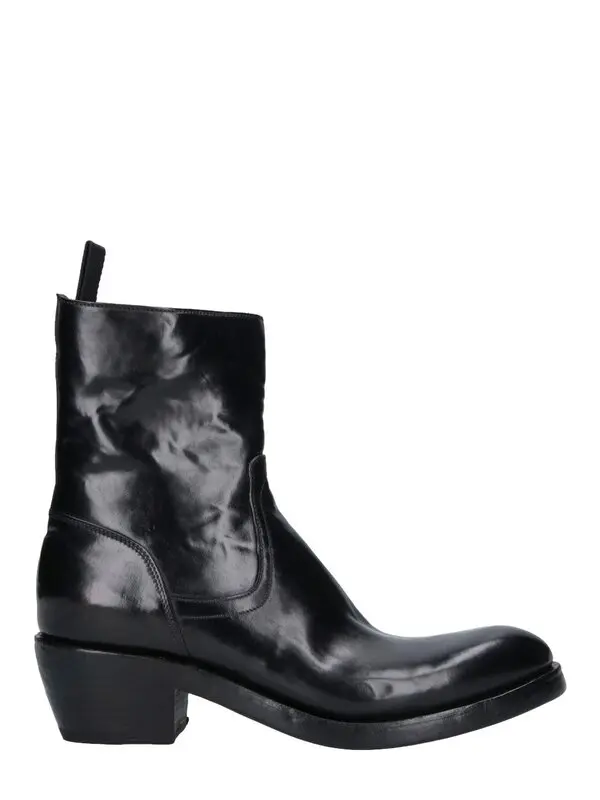 Premiata Leather Western Ankle Boots - Black