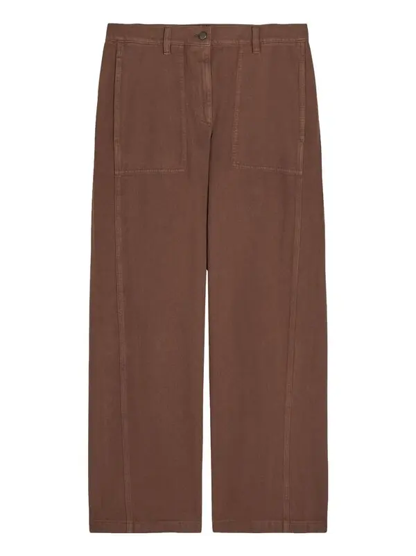 Eileen Fisher Wide-leg Organic Cotton Trousers - Brown