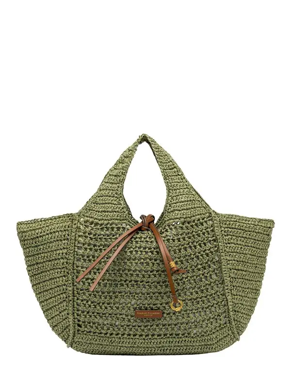 GIANNI CHIARINI Mini Straw Tote Bag For Perfect - Taiga
