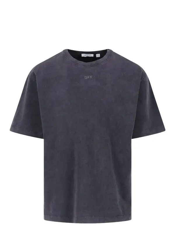 Off-White Washed Cotton Crewneck T-shirt - Black