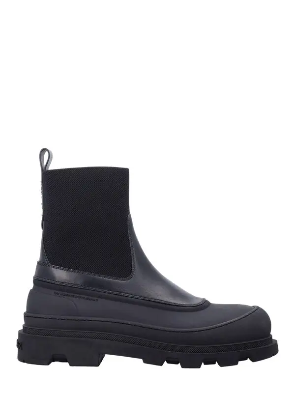 Moncler Leather Chelsea Boots With Elastic Sides And Technical Sole - Nero