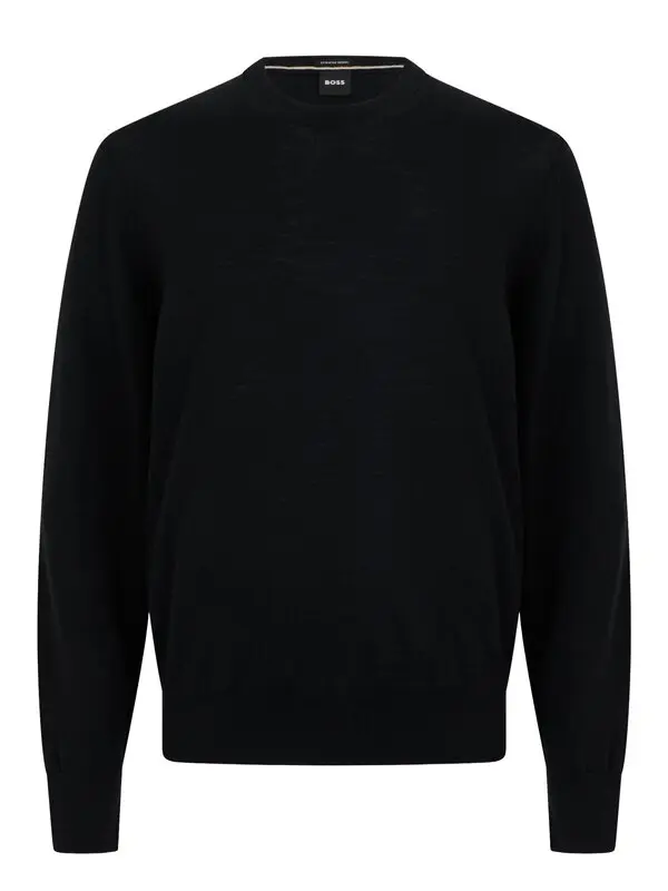 BOSS Virgin Wool Crew Neck Sweater - Black