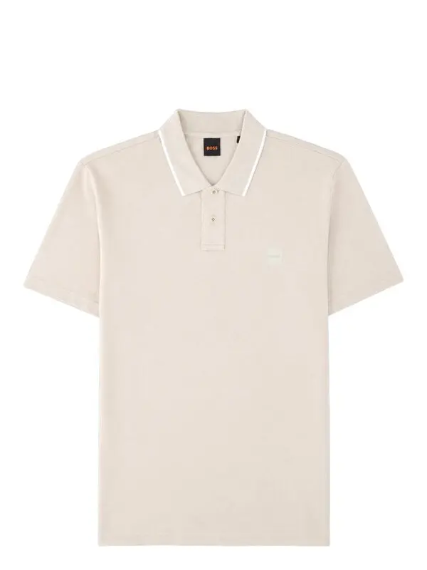 BOSS Cotton Short Sleeve Polo Shirt - Beige