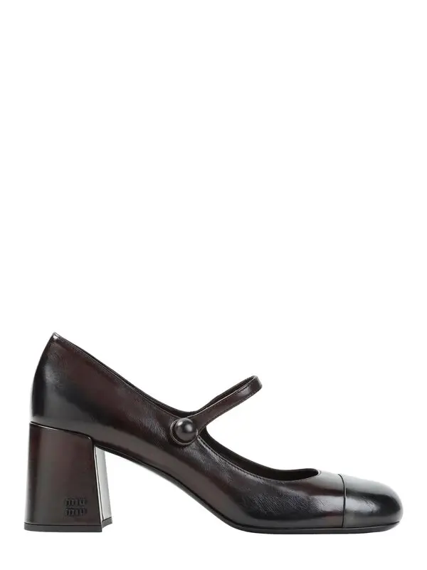 Miu Miu Mary Jane Pumps With 6.5 Cm Block Heel - Brown