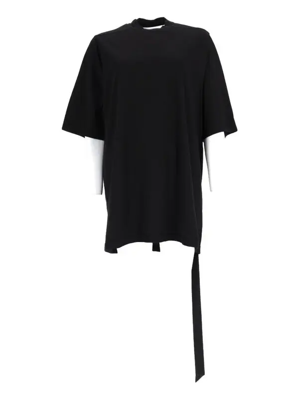 Rick Owens Oversized Mock Neck T-shirt With Tie Detail - Black