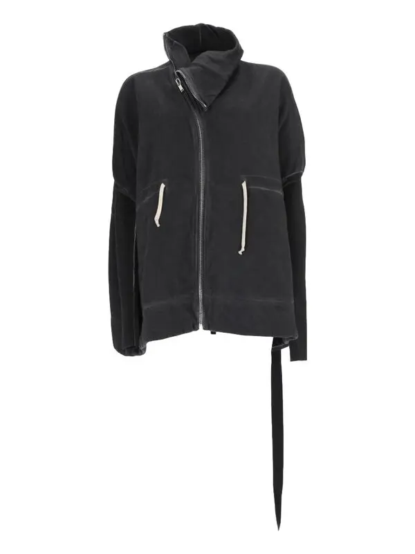 Rick Owens Oversized Asymmetric Zip Hooded Jacket - Black
