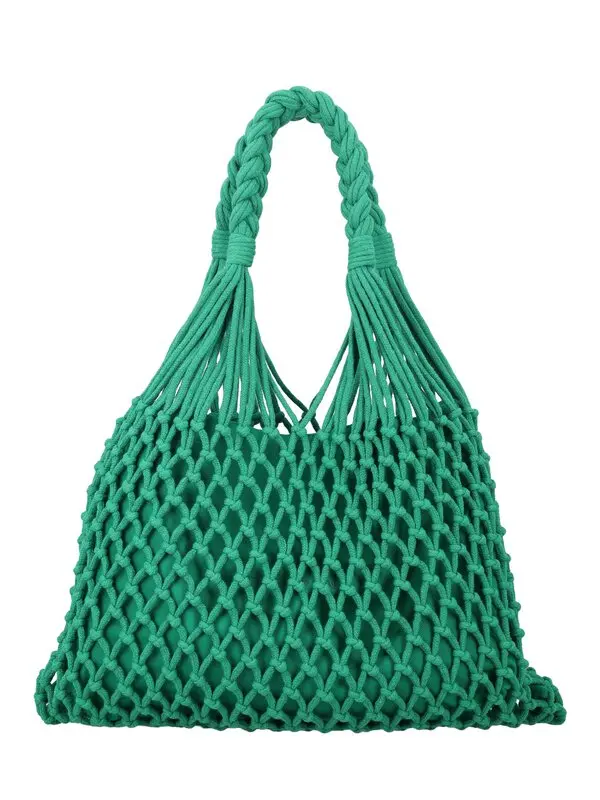 THE FRANKIE SHOP Naia Macramé Mini Shoulder Handbag With Removable Pouch - Verde