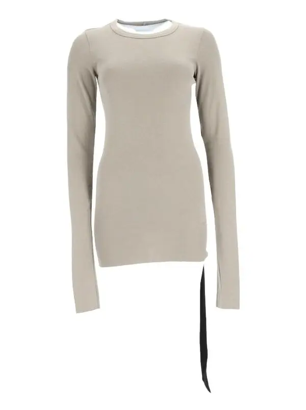 Rick Owens Long-sleeve Fitted Top With Side Slit - Grey