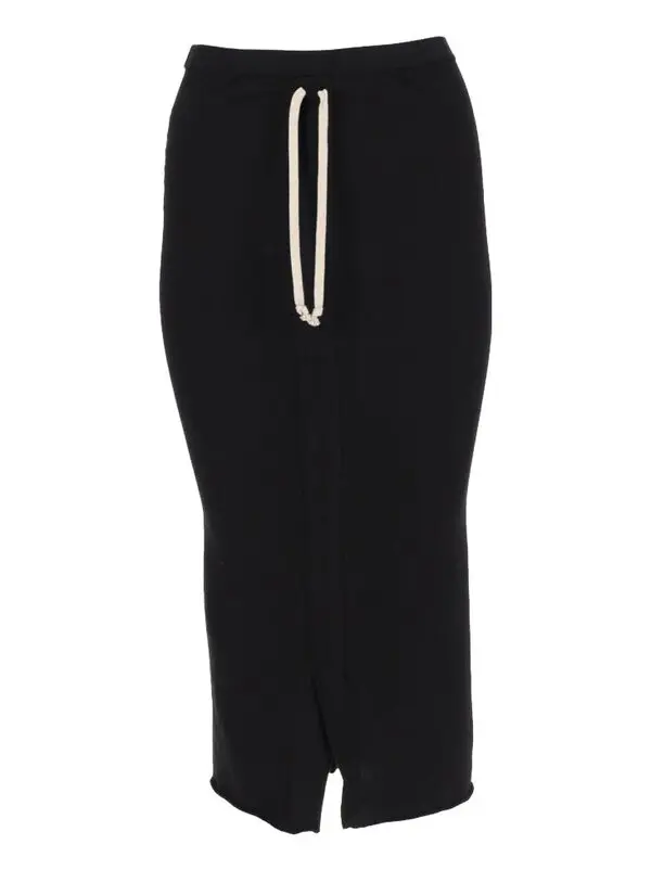 Rick Owens Cotton Drawstring Midi Skirt - Black