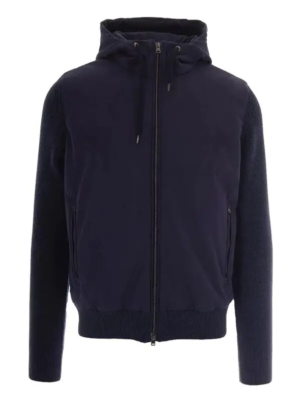 Herno Zip-front Hooded Knit Jacket - Blunavy