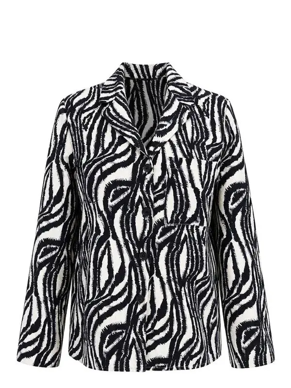 EXQUISE Zebra Print Cotton Shirt - Grey/black
