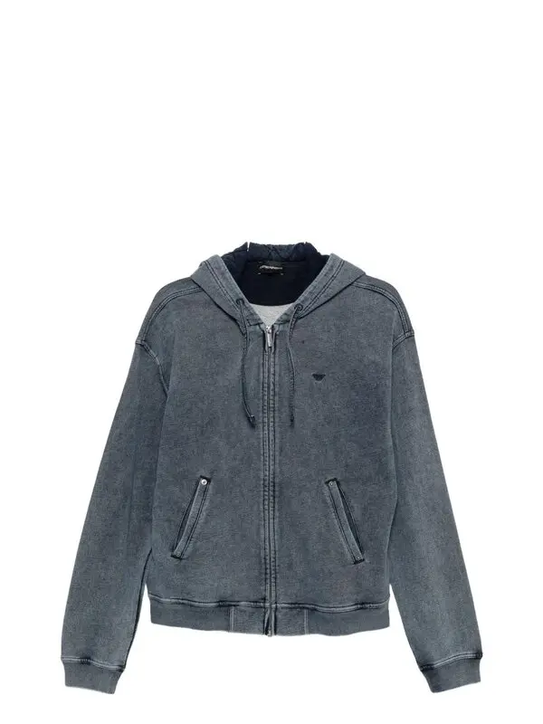 Emporio Armani Logo Cotton Hoodie - Blue