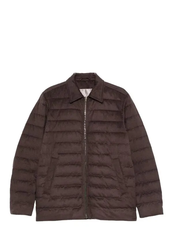 Herno Quilted Down Jacket With Pointed Collar - Brown