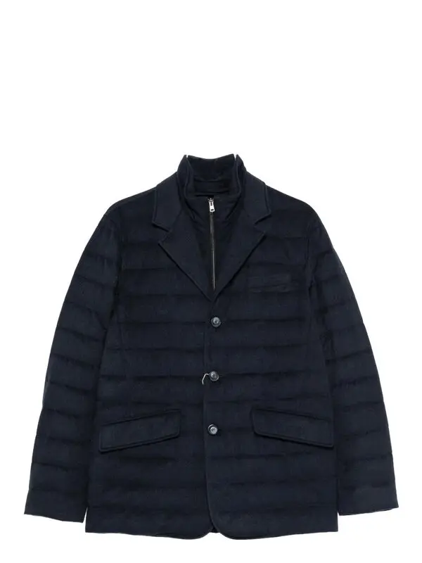 Herno Navy Padded Jacket With Notched Lapel - Blue