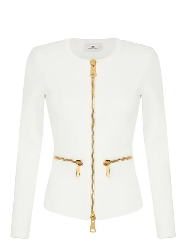 Elisabetta Franchi Zipped Cardigan - White