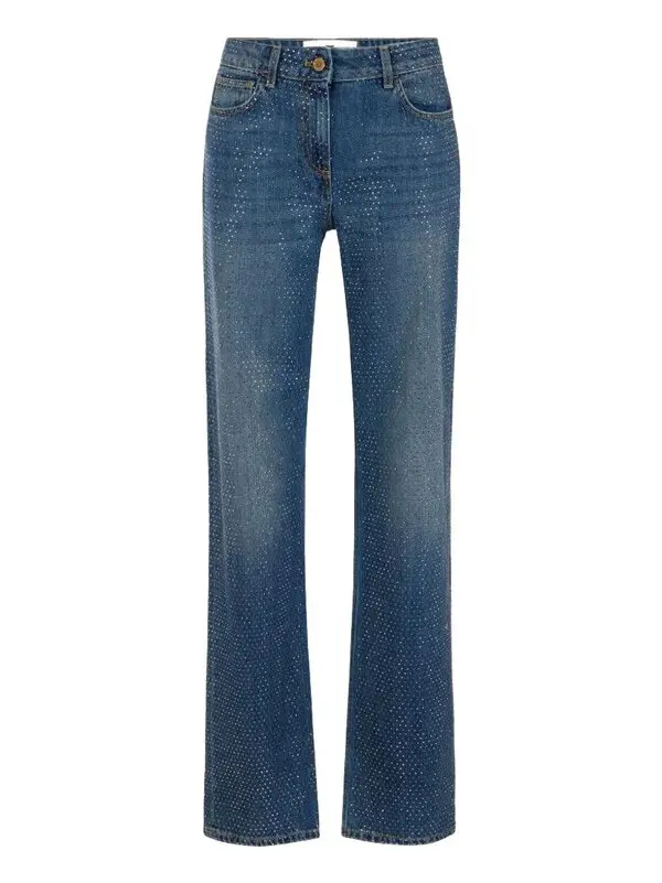 Elisabetta Franchi Embellished Palazzo Jeans - Blue
