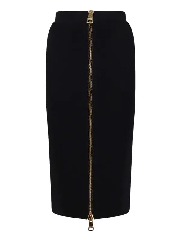 Elisabetta Franchi Zipped Midi Skirt - Black