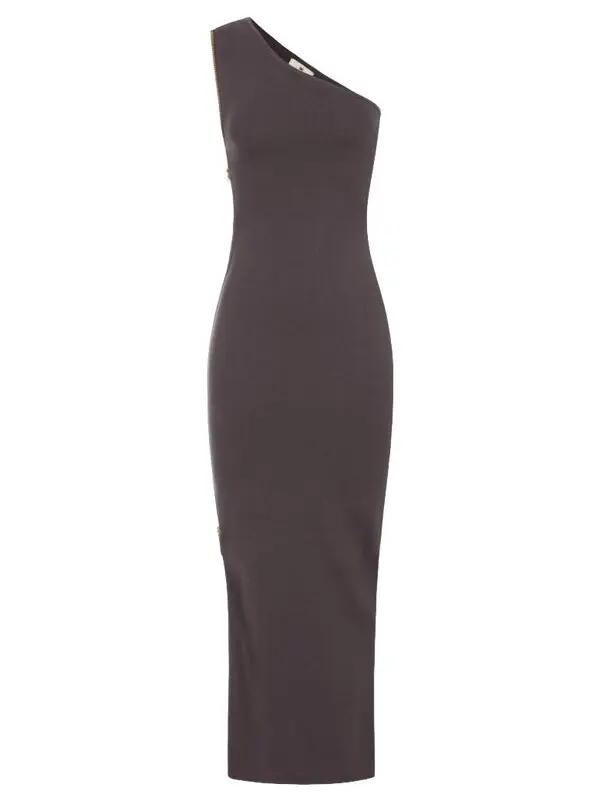 Elisabetta Franchi One-shoulder Long Dress - Brown