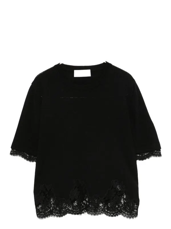 Ermanno Scervino Lace-detail Fine Knit Sweater - Black