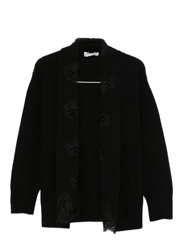 Ermanno Scervino Cotton Cardigan With Lace Trim - Black