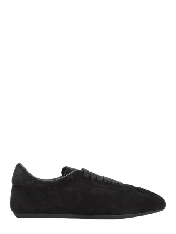 Dolce & Gabbana Ballet Suede Sneakers With Gold-tone Dg Logo Plaque - Black