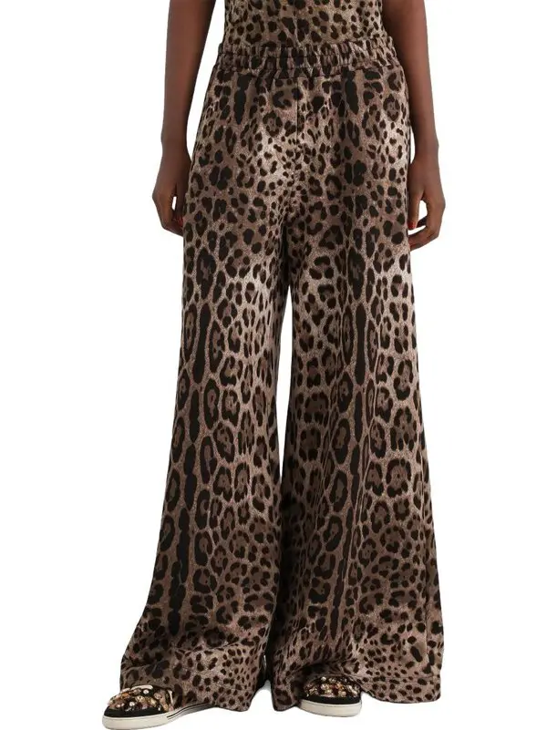 Dolce & Gabbana Leopard Print Cotton Trousers - Multi