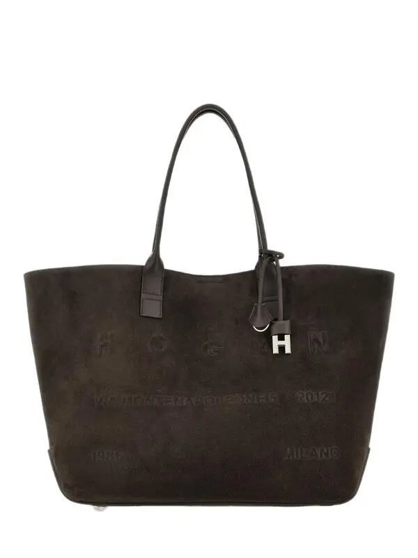 Hogan Address Medium Leather Tote Bag - Brown