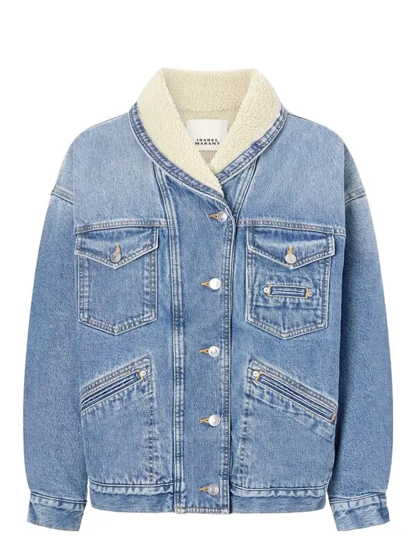 Isabel Marant Étoile Pimla Denim Trucker Jacket With Plush Trim - No