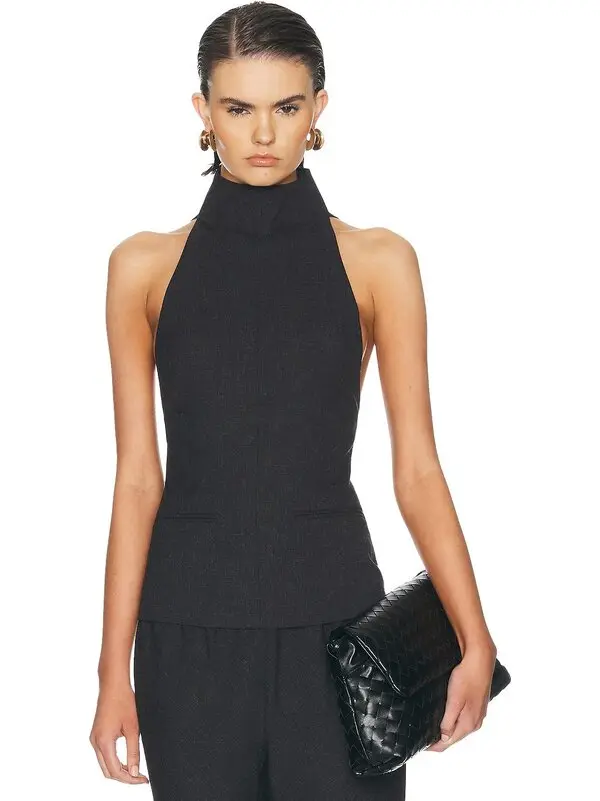 EAVES Keldan Classic Suiting Vest Top - Charcoal Melange