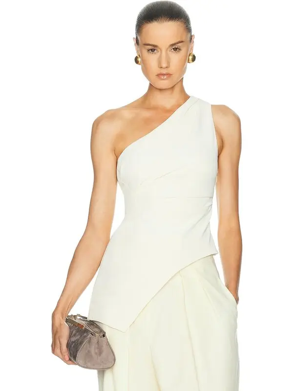 EAVES Dani Polished Crepe Asymmetrical Top - Ivory