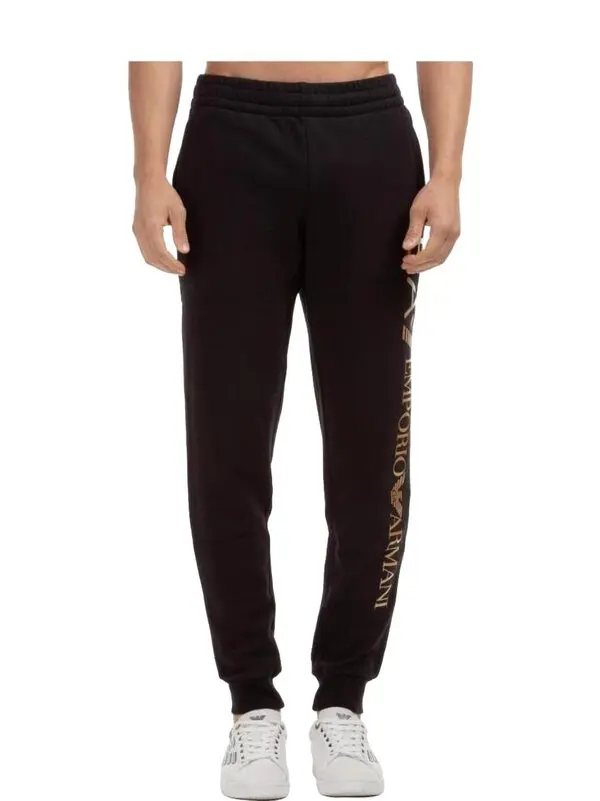 Emporio Armani Ea7 Logo-printed Tapered Track Pants - Black