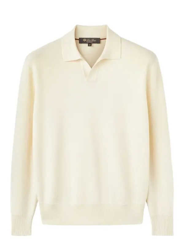 Loro Piana Long Sleeve Polo Sweater - Nougat