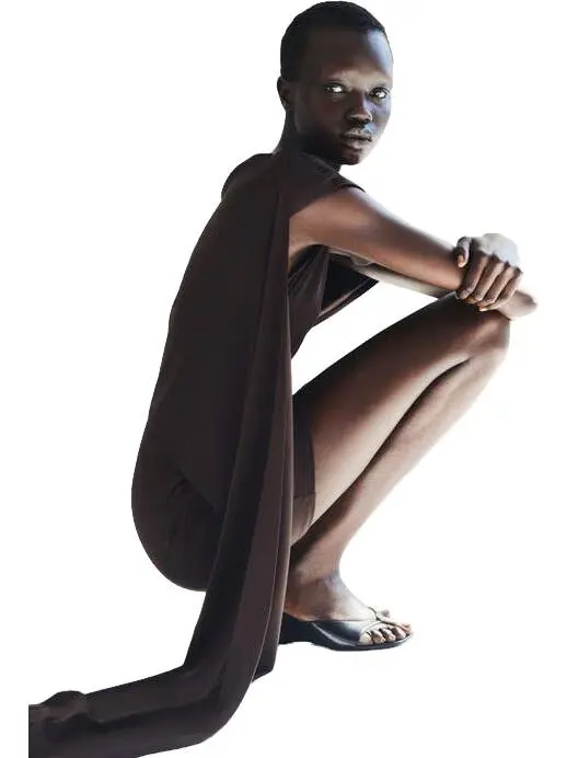 H&M Draped Cape Effect Mini Dress - Dark Brown
