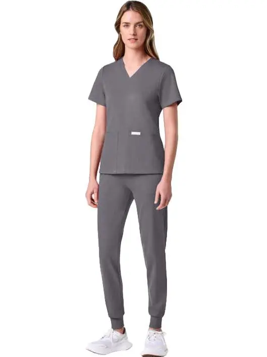 JAANUU Ultrasoft Essential Comfort 6-pocket Scrub Set - Gray