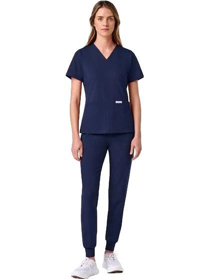JAANUU Ultrasoft Essential Comfort 6-pocket Scrub Set - Navy