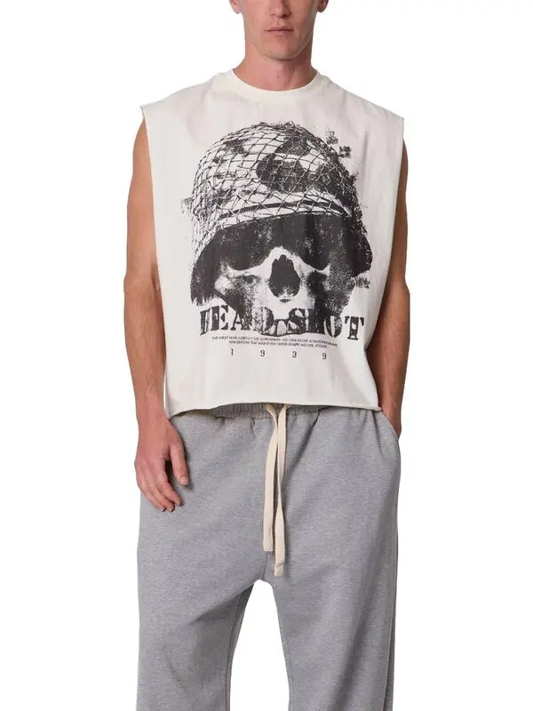 Mnml Head Shot Graphic Tank - Off White