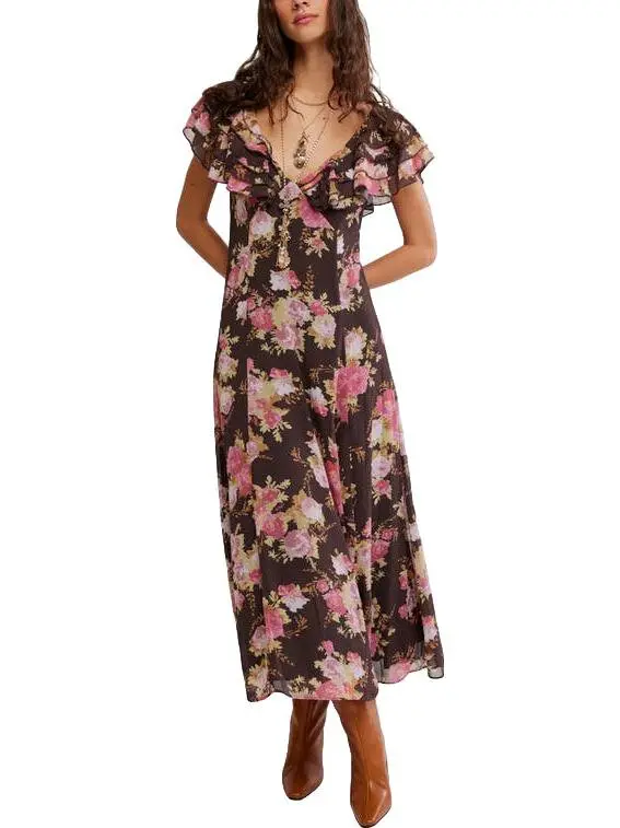 Free People Intimately Fp Forsythia Maxi Dress - Deep Fudge Combo