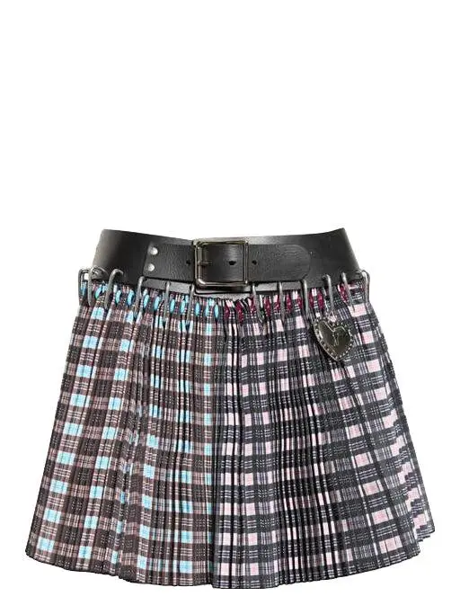 CHOPOVA LOWENA Plugged Carabiner Pleated Miniskirt - Black Multi