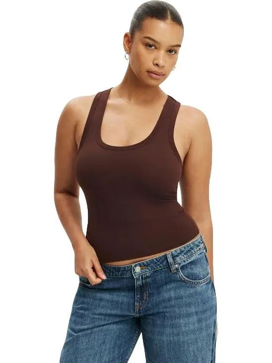 COTTON ON Hold Me Scoop Neck Racerback Tank - Dark Oak