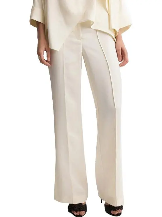 Mango Mid Rise Straight Leg Pants - Ecru