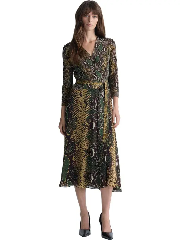 Diane Von Furstenberg Irina Midi Wrap Dress - Tiny Serpente Caraway