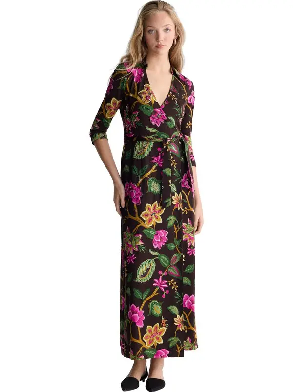 Diane Von Furstenberg Abigail Embellished Maxi Wrap Dress - Hawthorne Soil