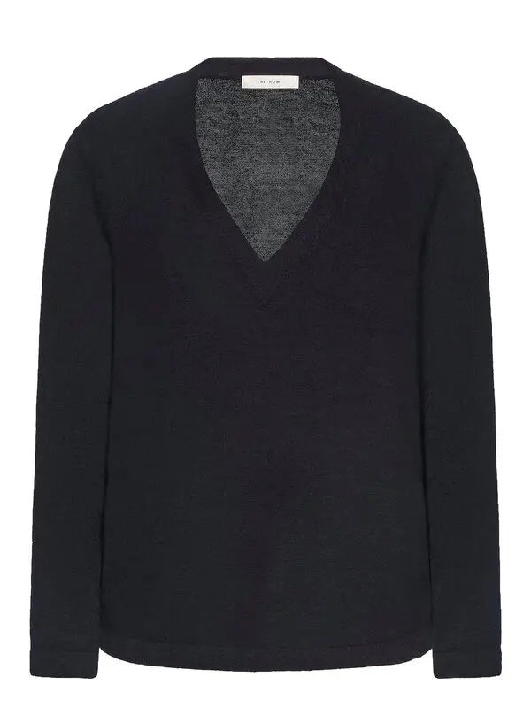 THE ROW Poesis Cashmere V-neck Sweater - Black