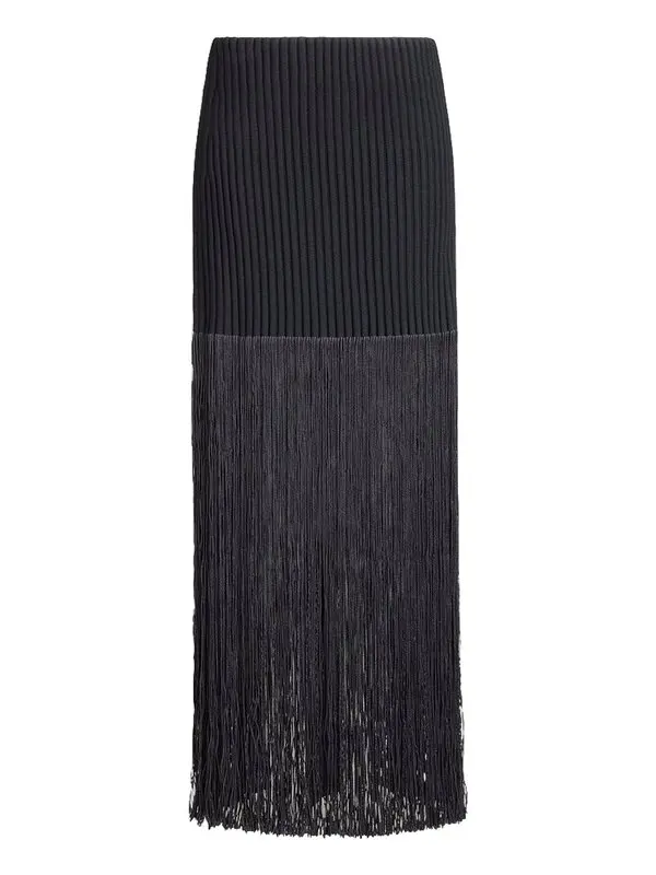 Alaïa Fringed Tube Knitted Skirt - Black